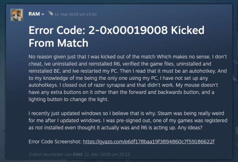 Rainbow Six Siege Error Code 2-0x00019008 "Server Error"