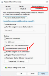 Enable or Disable Full Screen Optimization on Windows 11/10