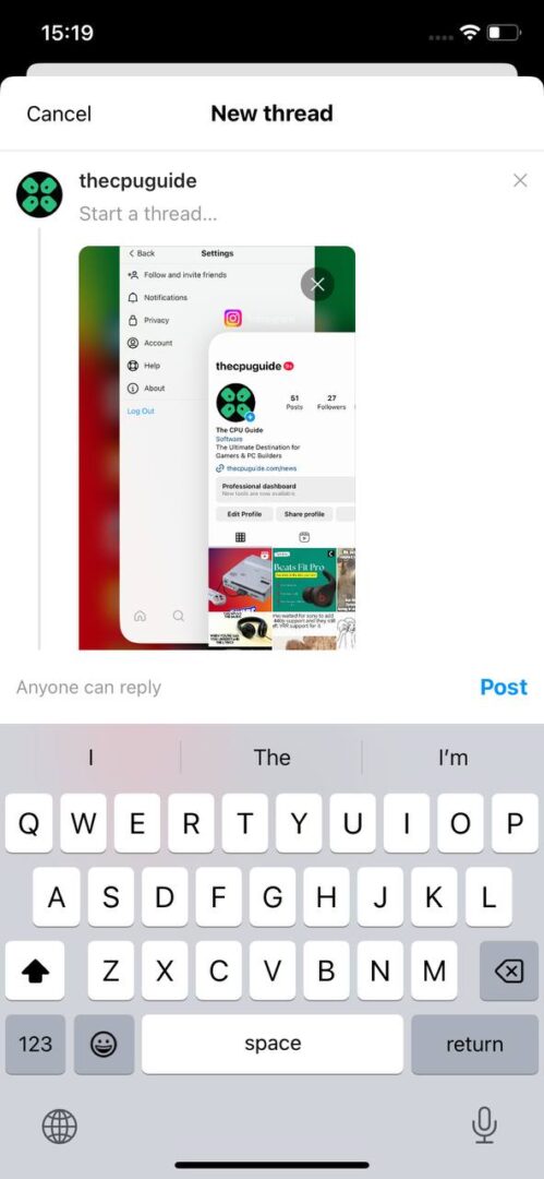 Post Photos From Outside The Gallery On Threads iPhone?